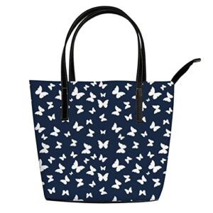 fashionable women’s handbag tote bag, butterflies seamless patternprinted shoulder bag is light and durable