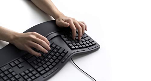 Microsoft Ergonomic Desktop - Black - Wired, Comfortable, Ergonomic Keyboard and Mouse Combo, with Cushioned Wrist and Palm Support. Split Keyboard. Dedicated Office Key.