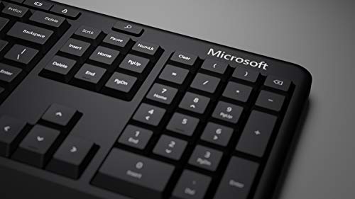 Microsoft Ergonomic Desktop - Black - Wired, Comfortable, Ergonomic Keyboard and Mouse Combo, with Cushioned Wrist and Palm Support. Split Keyboard. Dedicated Office Key.