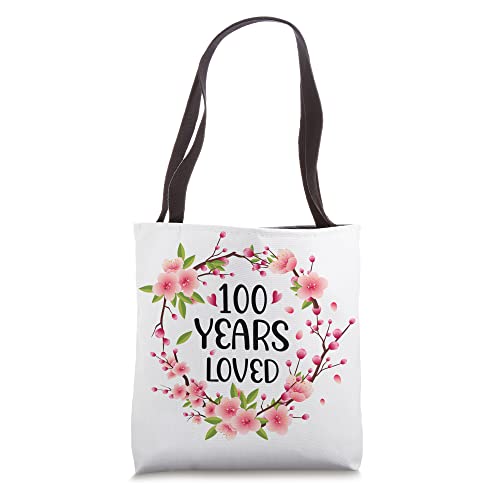 Floral 100 Year Old 100th Birthday Women 100 Years Loved Tote Bag