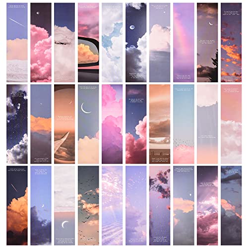 Bookmarks for Book Lovers, Starry Sky Paper Bookmark Set 30 Pcs, Aesthetic Book Marks for Women Kids Teens Students Teachers, Library Card Bookmark Reading Accessories