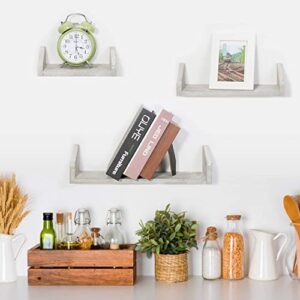 LIANTRAL Floating Wall Shelves, Set of 3 Wall Mounted Solid Wood Shelves, Floating Shelves for Bedroom Bathroom Living Room Kitchen, Shelves for Wall Decor Hanging Shelves