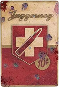 juggernog perk water bottle soda metal poster tin sign vintage juggernog mini fridge call of duty zombies bar pub garage retro sign marks plaque/red