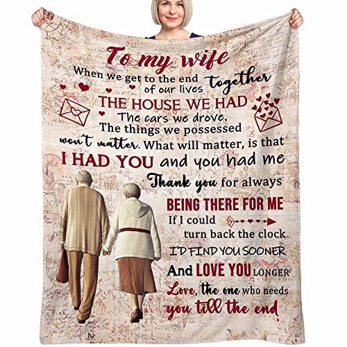 YOYICU to My Wife Blanket from Husband Valentines Day Gifts for Her Throw Blanket Anniversary Birthday Gifrs for My Wife Romantic Gifts for Her 50''x60'' Blanket for Wife