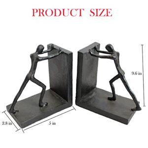 Book Ends Metal Heavy Duty Bookends for Shelves Universal Premium Office Bookends Metal Man Hand Push Creative Shape Bookends for Shelves Decor for Bedroom Library Office Reader Love Gift