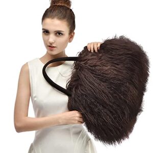 FINILUO Women Luxury Real Lamb/Mongolian Flush Wool Fur Handbag Chocolate