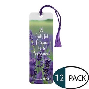 Faithful Friend is Treasure Lavender Cardstock Tassel Bookmark Tags, Pack of 12