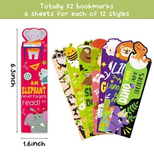 3sscha 72Pcs Animals Bookmarks Shark Cartoon Hilarious Reading Bookmarks for Kids Teacher Student Classroom Reward Supplies Gift for Children Page Markers for Adults Reading Lover Home Office Library