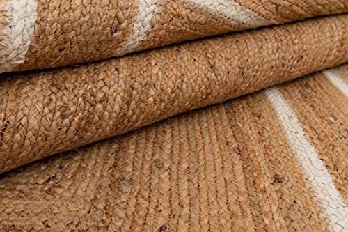 Natural Jute Scalloped Rug Bohemian Rug Decor Rug Handwoven Rug Custom Rug Decorative Rug by Durriesworld (2 x 4 FT Runner Rug), Brown and White