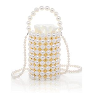 babeyond women pearl clutch purse – bucket beaded bridal evening bag formal shoulder bag with inner bag for party wedding