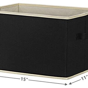 ASXSONN Fabric Storage Bins Set of 6, Large Storage Baskets for Shelves with Reinforced Handles, Black & Beige