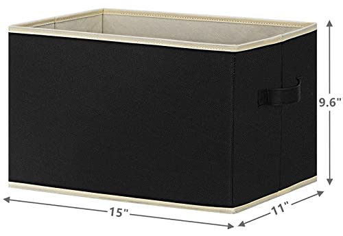 ASXSONN Fabric Storage Bins Set of 6, Large Storage Baskets for Shelves with Reinforced Handles, Black & Beige