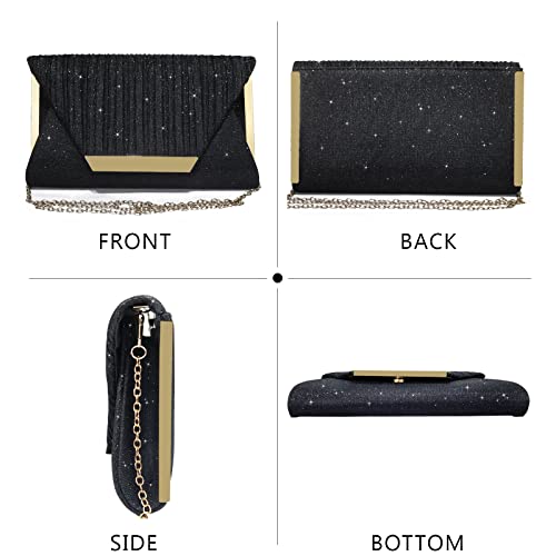 Clutch Purses for Women Wedding Evening Bags, Sparkly Envelope Bride Clutches - Formal Party Handbags with Detachable Chain