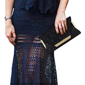 Clutch Purses for Women Wedding Evening Bags, Sparkly Envelope Bride Clutches - Formal Party Handbags with Detachable Chain