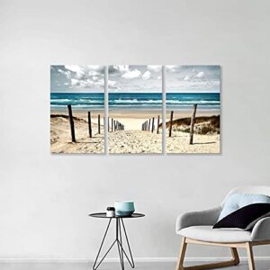 Coastal Beach Wall Art Bedroom: 3 Pieces Ocean Picture Seaside Painting Print on Seascape Artwork for Living Room Bathroom Decor(16x26)