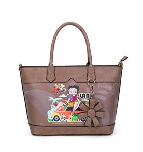 betty boop”vacation” tote bag purse with long strap (natural)