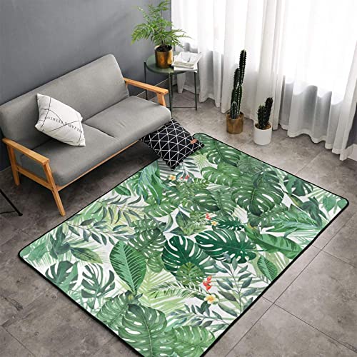 YEAHSPACE Palm Tree Leaf Rug 60x39 inch Area Rugs Modern Living Room Dorm Bedroom Decor Tropical Jungle Palm Tree Leaf Green