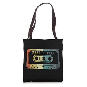 best of 1983 birthday vintage cassette tape tote bag