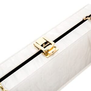 Acrylic Clutch Evening Bag Long Pearl Acrylic Clutch Purse Handbag for Dinner Party Wedding iPhone White