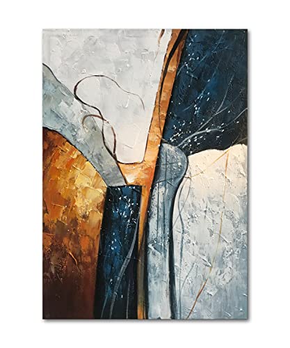 Canvas Wall Art for Living Room Dark Green and Gold Modern Large Abstract Painting Minimalist Painting 28 * 40inchs Wood Inside Framed Hanging Ready to Hang