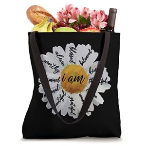 Motivational Women-Positive Affirmation I AM Daisy Tote Bag