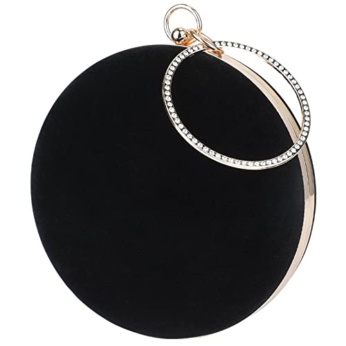 Selighting Round Velvet Clutch Purses for Women Evening Bags Formal Wedding Purse Prom Cocktail Party Clutch Hand Bag Black