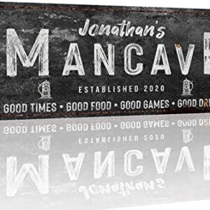 TAILORED CANVASES Man Cave Wall Sign - Personalized Mancave Wall Art Decor for Men, Guys - Custom Decoration for Home Bar, Entertainment Room, Game Room and Basement - Rustic Decoration 36x12in