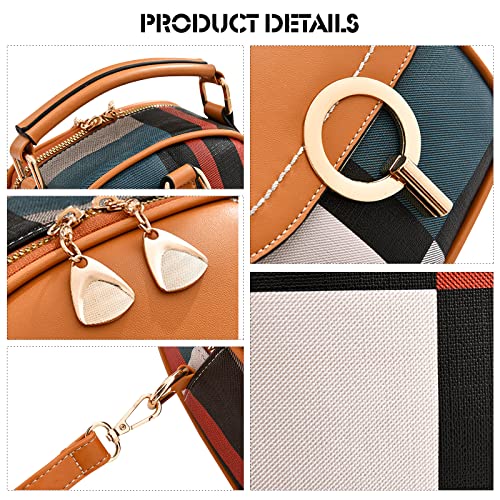 Ergocar Women's Fashion Backpack Purse, Anti-theft Convertible Tote Backpack for Women, Plaid PU Leather Casual Daypack for Girls Shoulder Bag, Ladies Small Travel Purse, Beige