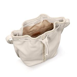 The Sak Womens Ivy Leather Drawstring Bucket, Stone, One Size US