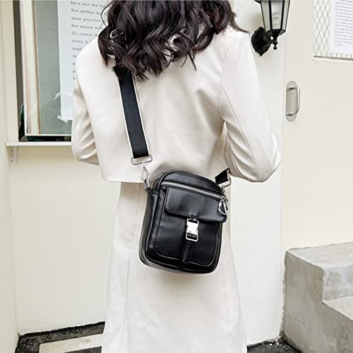 Crossbody Bags for Women Small Shoulder Handbags Soft PU Leather Cross Body Purse Casual Crossover Phone Messenger Bags(Quilted Crossbody Bags for Black)