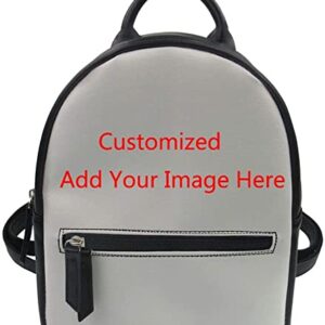 HUGS IDEA Customized Add Your Own Image/Picture Print Mini Leather Backpack Purse for Women Ladies with Shoulder Straps Casual Dailypacks