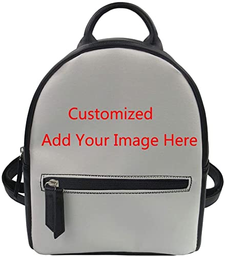 HUGS IDEA Customized Add Your Own Image/Picture Print Mini Leather Backpack Purse for Women Ladies with Shoulder Straps Casual Dailypacks