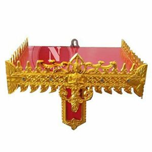 linnilyn Buddha Wood Shelf Wall Buddhist Display Vintage Gold Red Shrine 11 inches