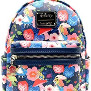 Loungefly X LASR Exclusive Disney Alice in Wonderland Golden Afternoon AOP Mini Backpack - Fashion Cute Purses Backpacks