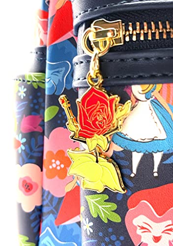 Loungefly X LASR Exclusive Disney Alice in Wonderland Golden Afternoon AOP Mini Backpack - Fashion Cute Purses Backpacks