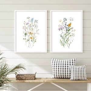 floral prints wall art wildflower nursery decor watercolor poster flower picture wildflower wall art floral canvas flowers market poster wildflower art studio vintage botanical wall art 16×24 inchx2 unframed