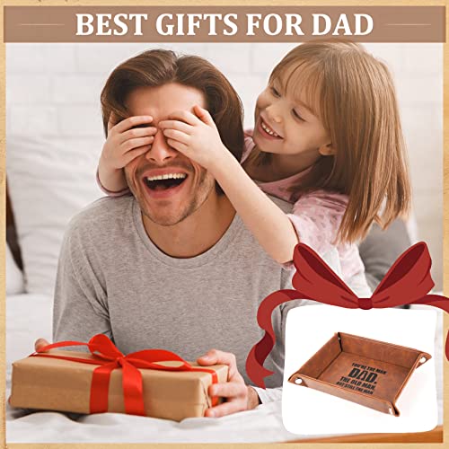 Birthday Gifts for Dad from Daughter Son Kids, Father's Day Gifts from Daughter Son Unique Gifts Set for Dad Stepdad Husband Men,PU Leather Valet Tray