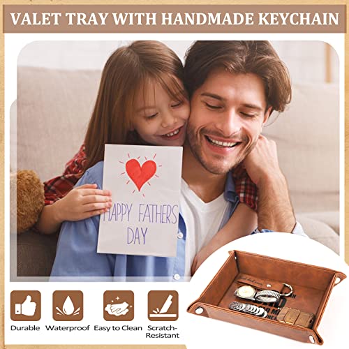 Birthday Gifts for Dad from Daughter Son Kids, Father's Day Gifts from Daughter Son Unique Gifts Set for Dad Stepdad Husband Men,PU Leather Valet Tray