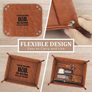 Birthday Gifts for Dad from Daughter Son Kids, Father's Day Gifts from Daughter Son Unique Gifts Set for Dad Stepdad Husband Men,PU Leather Valet Tray