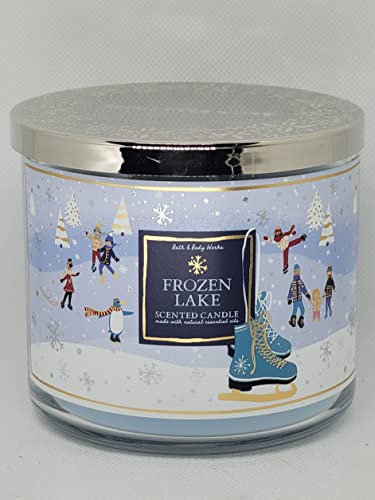 Bath & Body Works, White Barn 3-Wick Candle w/Essential Oils - 14.5 oz - 2021 Christmas & Winter Scents! (Frozen Lake)