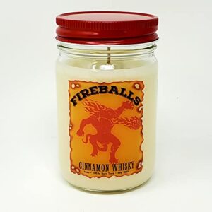 fireballs cinnamon whisky candle ~ a candle with nuts ~ all natural premium soy wax candle ~ parody candle ~ red hot cinnamon whiskey ~ highly scented (12oz jar)