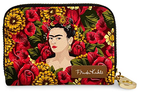 Monarque RFID Zippered Wallet Signature Collection (Frida Kahlo Rose Portrait)