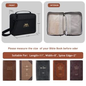 LONCHDAN Large Bible Cover for Men 11.8" x 8.6" x 2.6" Bible Covers for Women Carrying Case Bag for Boys Bible Protector/Study/Daily Use/Christmas Gift with Multi-Pockets and Adjustable Shoulder Strap