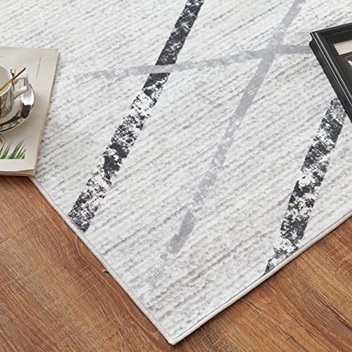 jinchan Runner Rug 2x5 Area Rug Hallway Moroccan Rug Grey Foldable Thin Rug Modern Geometric Accent Rug Soft Rug Indoor Non Slip Gray Carpet Kitchen Living Room Bedroom Dining Room Office