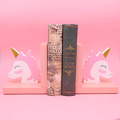 Cute Pink Unicorn Wooden Book Organizer Bookends Book end Book File Home Office Library Decoration Birthday Gift