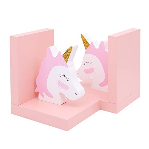 Cute Pink Unicorn Wooden Book Organizer Bookends Book end Book File Home Office Library Decoration Birthday Gift