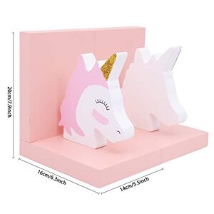 Cute Pink Unicorn Wooden Book Organizer Bookends Book end Book File Home Office Library Decoration Birthday Gift