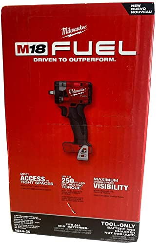 Milwaukee FUEL 2854-20 3/8 Brushless Cordless Impact Wrench Volt (Bare Tool Only), Red