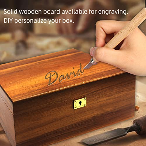 Wooden Storage Box with Hinged Lid and Locking Key Large Premium Solid Acacia Keepsake Chest Box -Storage Space to Organize Jewelry, Toys, and Keepsakes in a Beautiful Wooden Decorative Box Crate