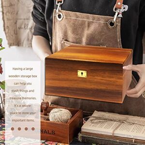 Wooden Storage Box with Hinged Lid and Locking Key Large Premium Solid Acacia Keepsake Chest Box -Storage Space to Organize Jewelry, Toys, and Keepsakes in a Beautiful Wooden Decorative Box Crate